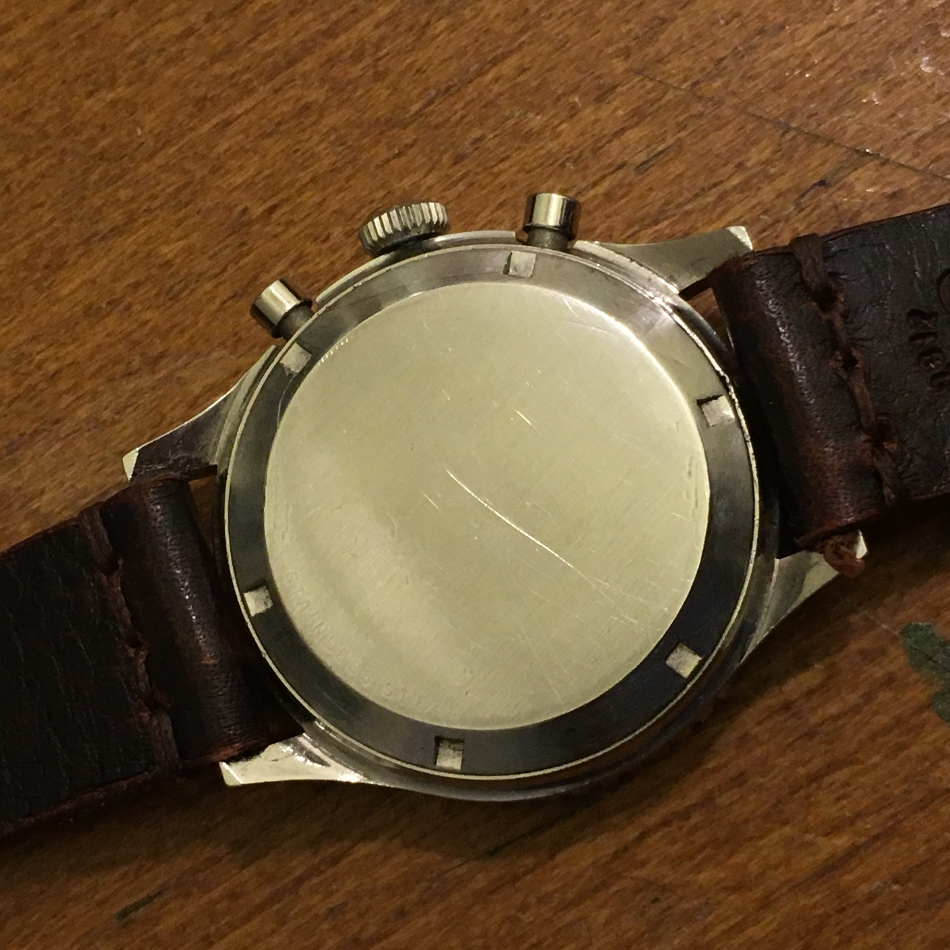 Vintage Wittnauer chronograph watch with red rotating bezel